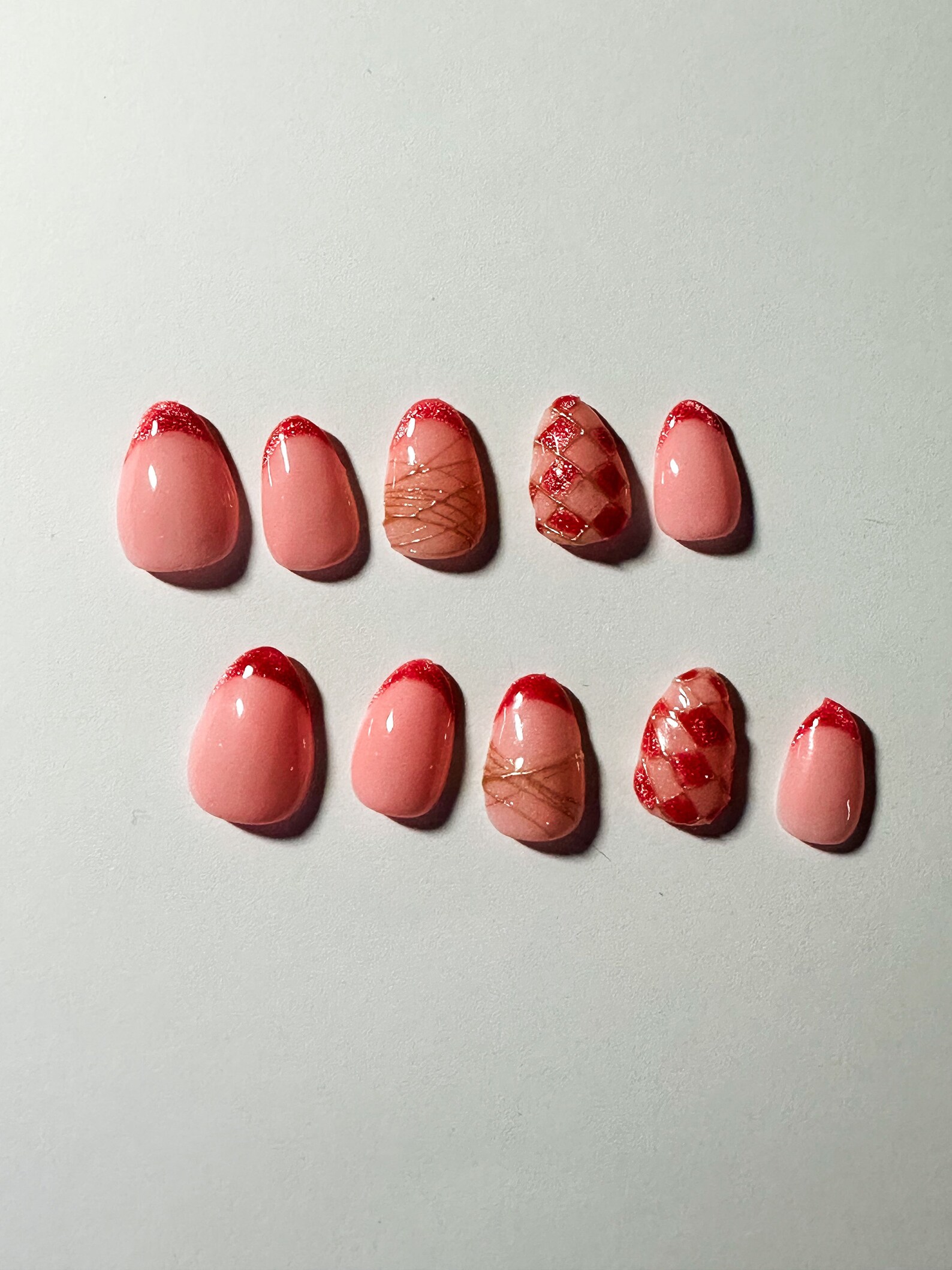 Magnetic Checkerboard French Tips Press on Nails - Etsy