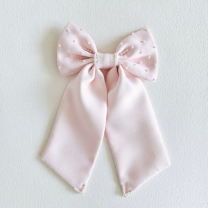 Large Pearl Beaded Pink Satin Bow - Etsy