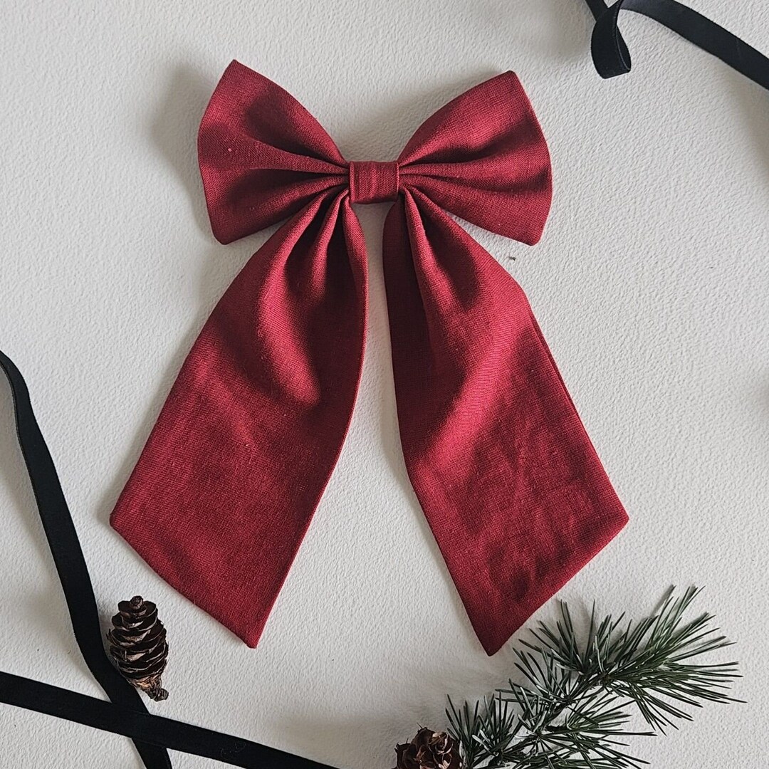 Large Red Linen Bow - Etsy