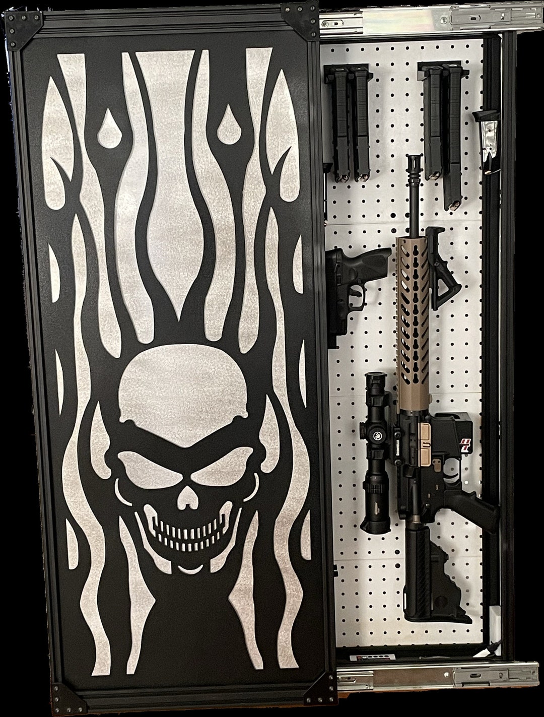 Large In-wall Hidden Gun Cabinet - Secure Concealed Firearm Storage ...