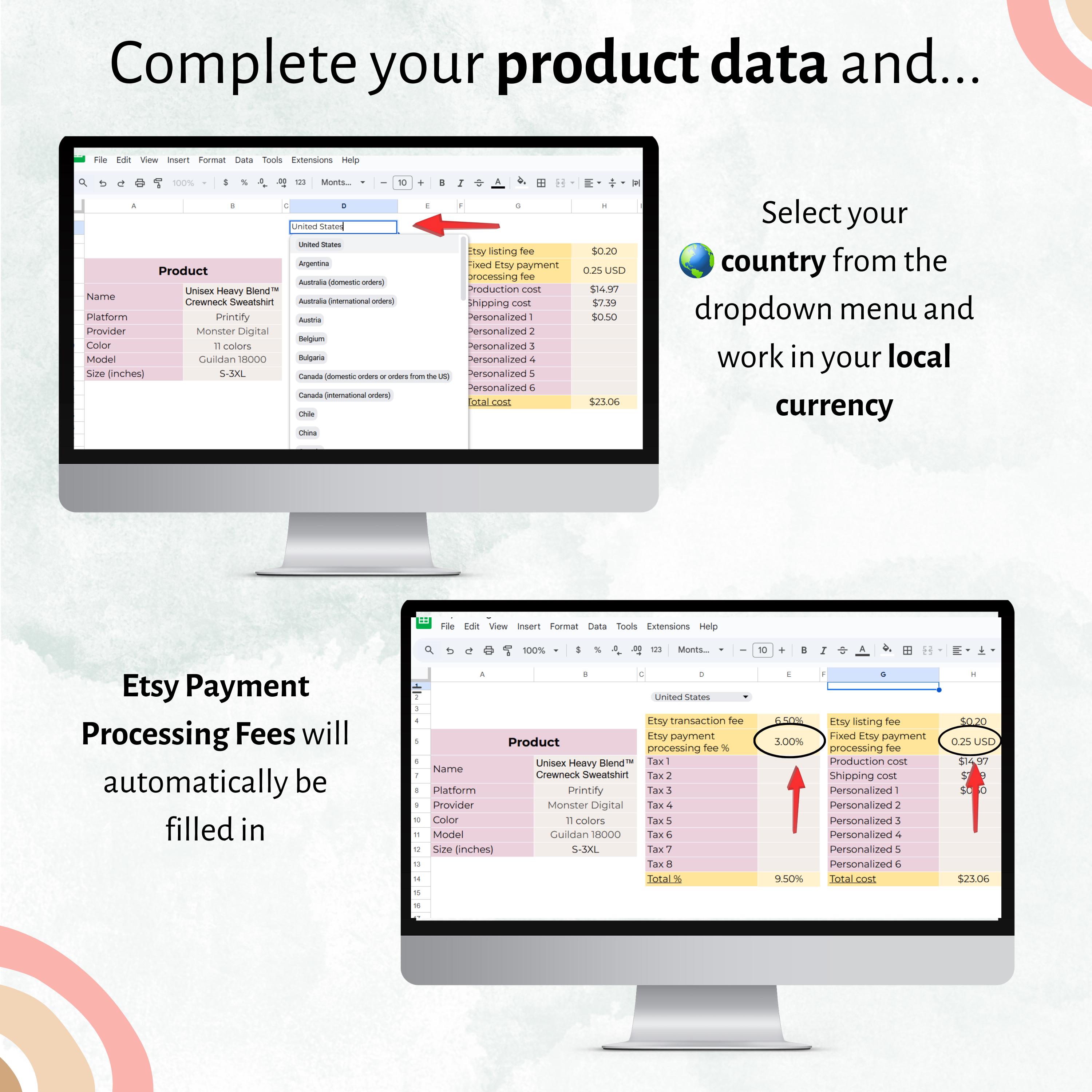 Etsy Fee, Profit and Pricing Calculator P.O.D. Pricing Tool With Etsy ...