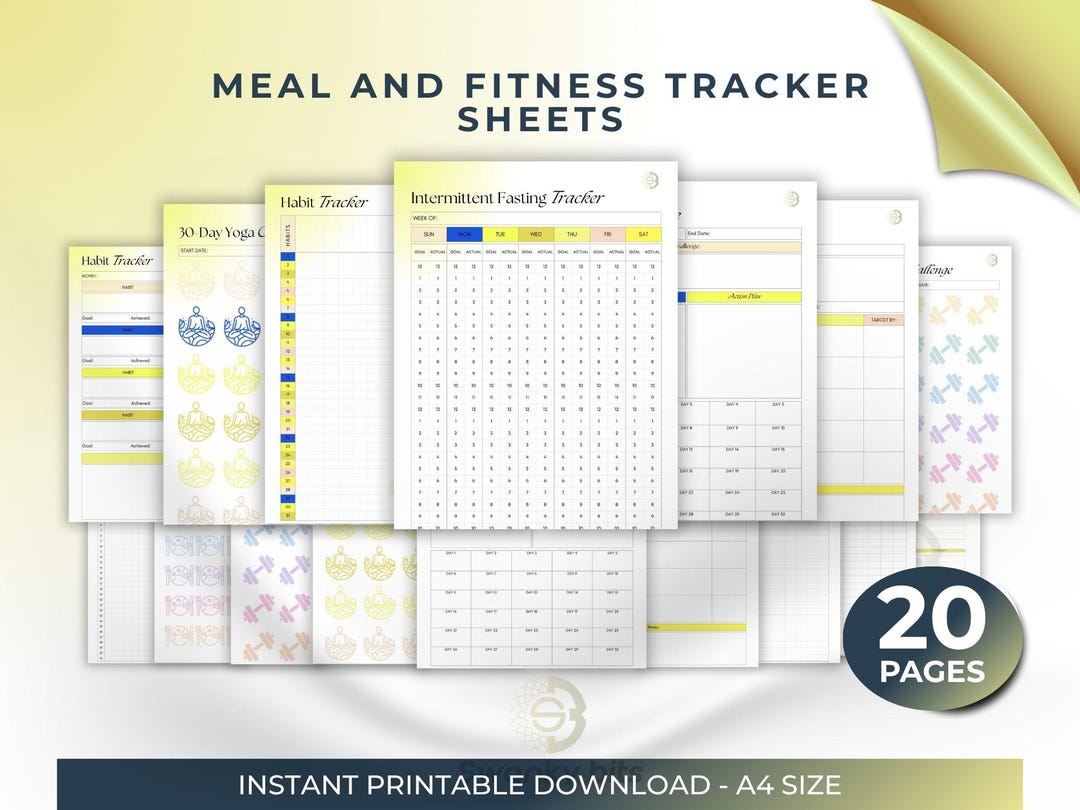 Meal & Fitness Planner Bundle – 20 Printable JPG Pages | Minimal ...
