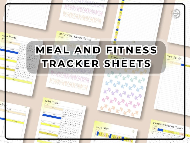 Meal & Fitness Planner Bundle – 20 Printable JPG Pages | Minimal ...
