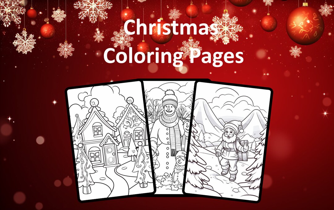 50 Christmas Coloring Printable Pages, Christmas Activities, Colorful ...