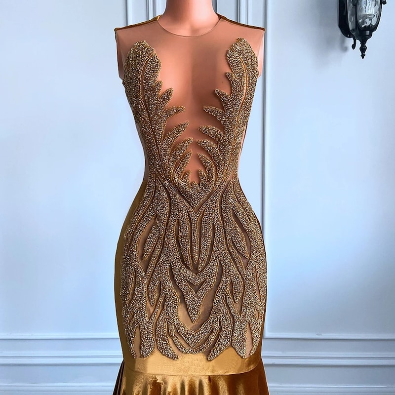 Gold Prom Dress - Etsy