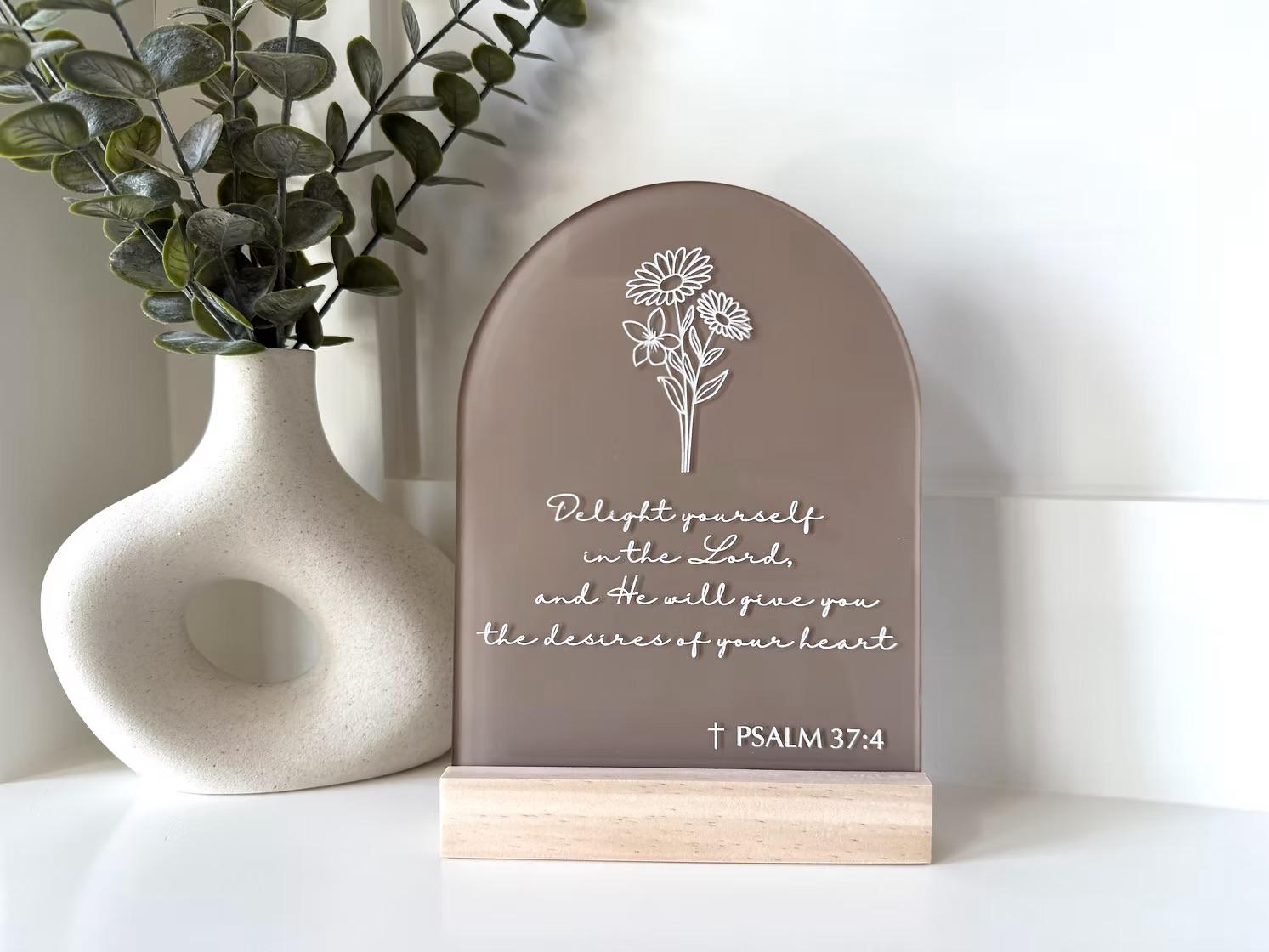 Psalm 37:4 Bible Verse Display, Custom Bible Verse Sign, Personalized ...