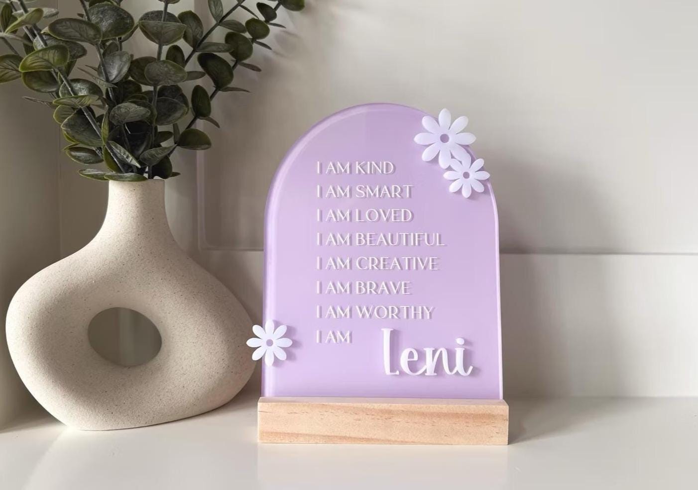 Acrylic Daisy Affirmation Sign for Girls Name Floral Room Decor for ...