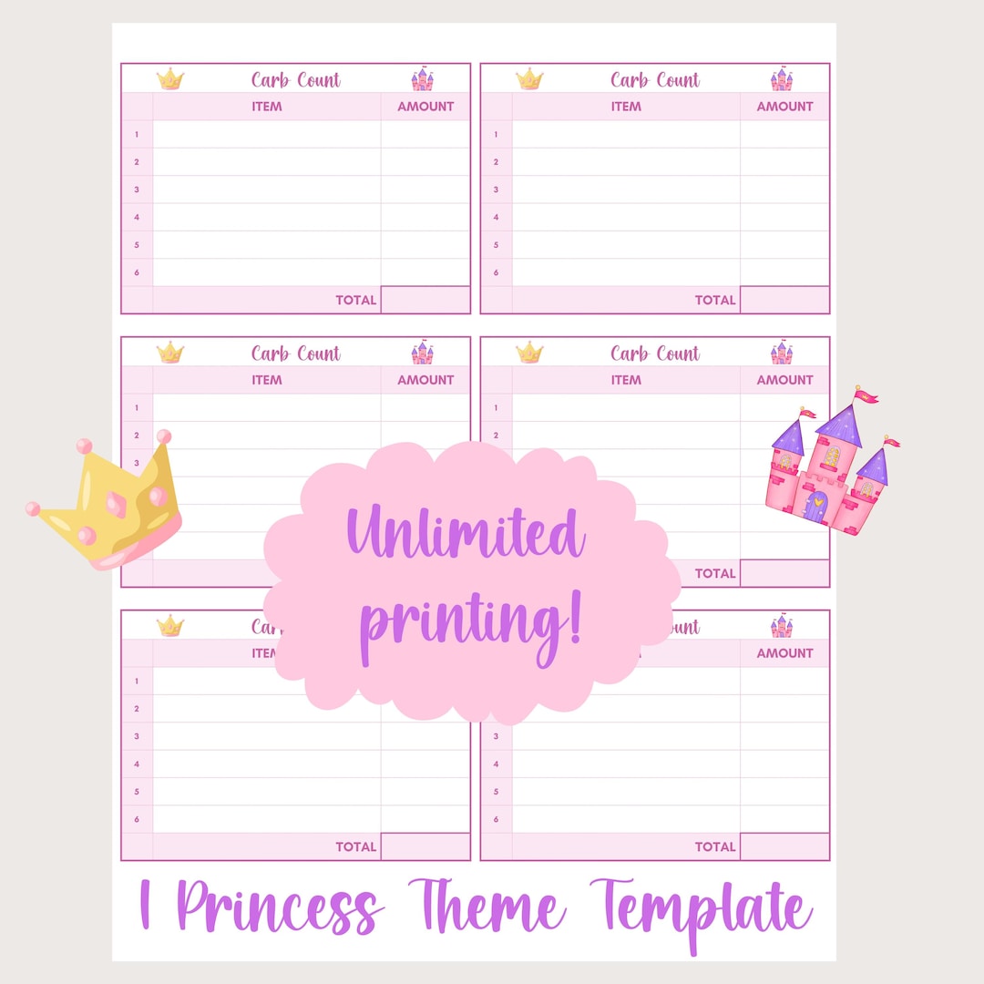 Type 1 Diabetes Carb Guide Printable T1D Kids Meal, Diabetes Carb Count ...