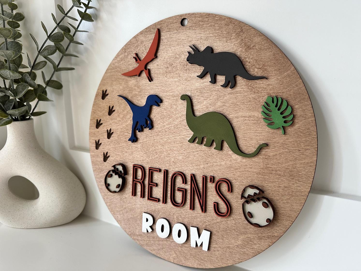 Dinosaur Door Name Sign, Personalized Dinosaur Gift, Dinosaur Room Sign ...