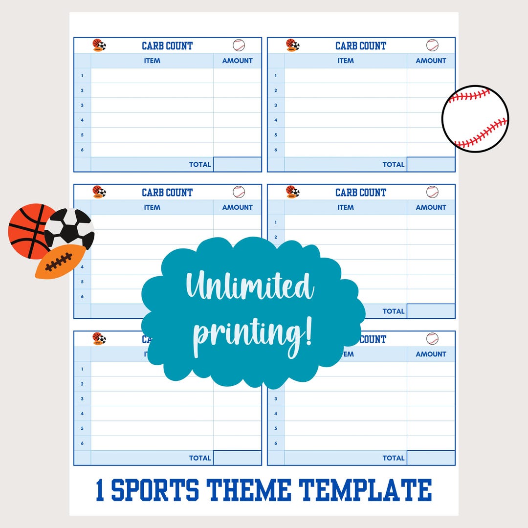 Type 1 Diabetes Carb Guide Printable T1D Kids Meal, Diabetes Carb Count ...