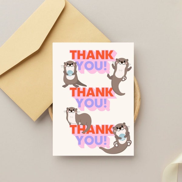 Otter Thank You Card - Etsy