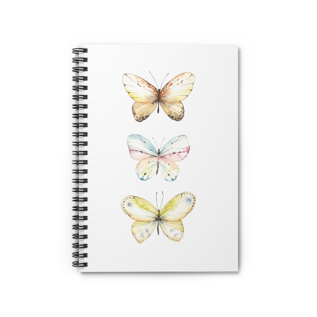 Three Butterflies - Spiral Notebook - Ruled Line - Etsy