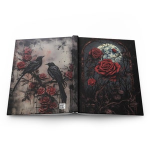 Dark Academia Gothic Raven Hardcover Journal Dark Victorian Gothic Red ...