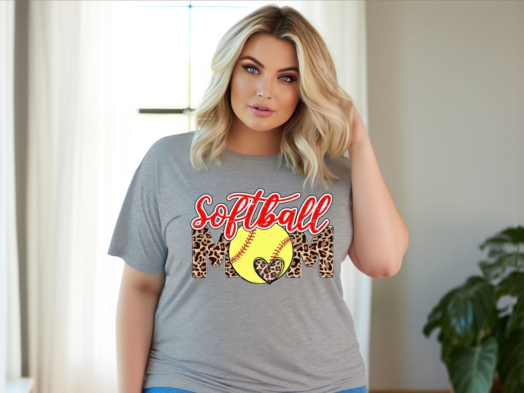Women's Softball Mom Cheetah Print Yellow Softball Tshirt Softball Mom ...