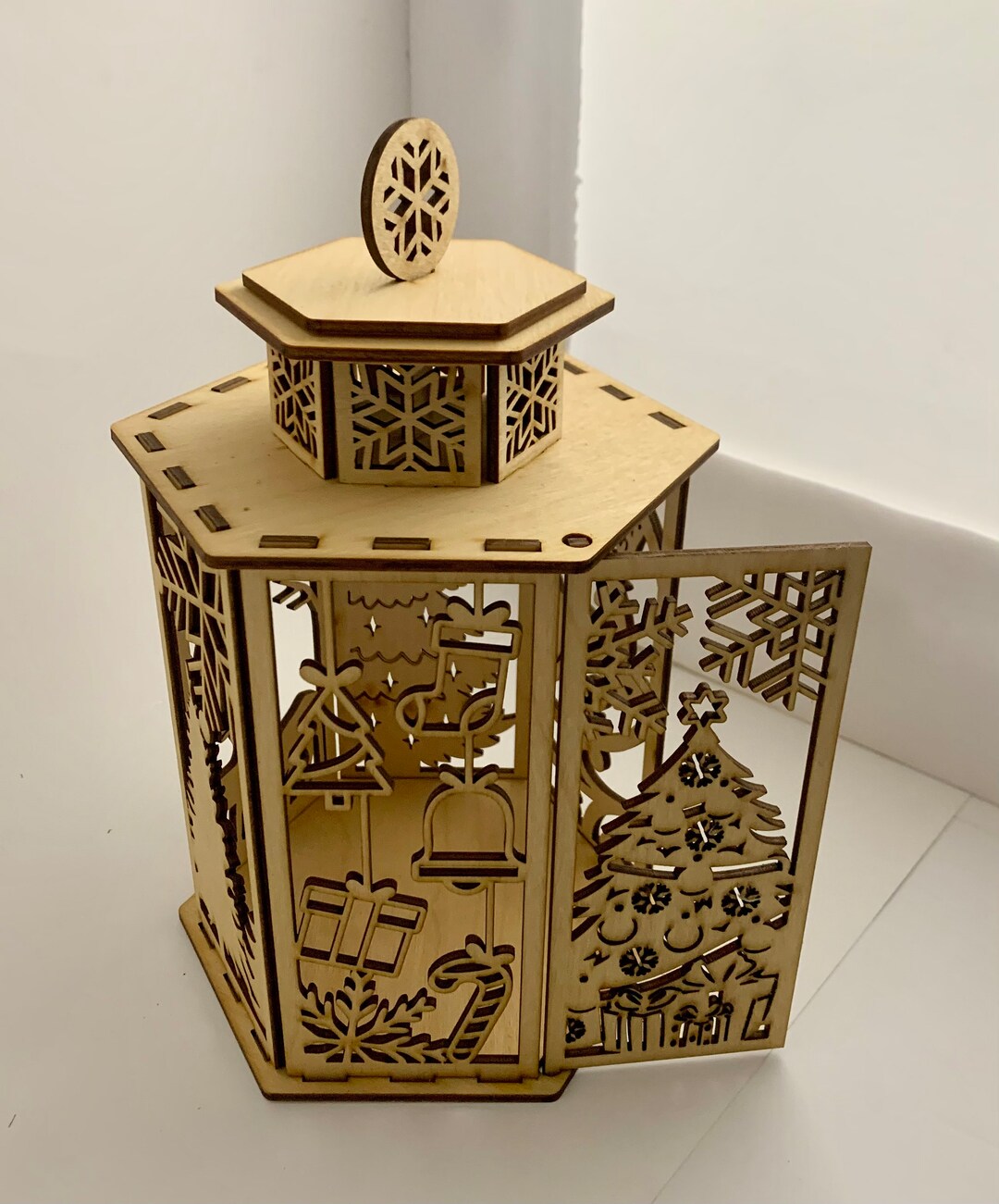 Wooden Laser Cut Christmas Lantern - Etsy