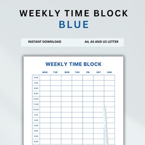 Weekly Time Block Schedule in Blue to Make the Most of Your Week - Etsy