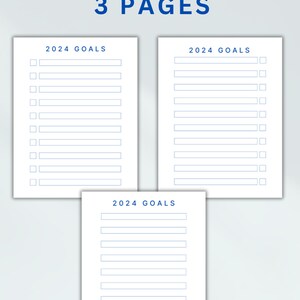 3 Styles 2024 Goals on a Page. Blue. Instant PDF Download. A4, A5 and ...