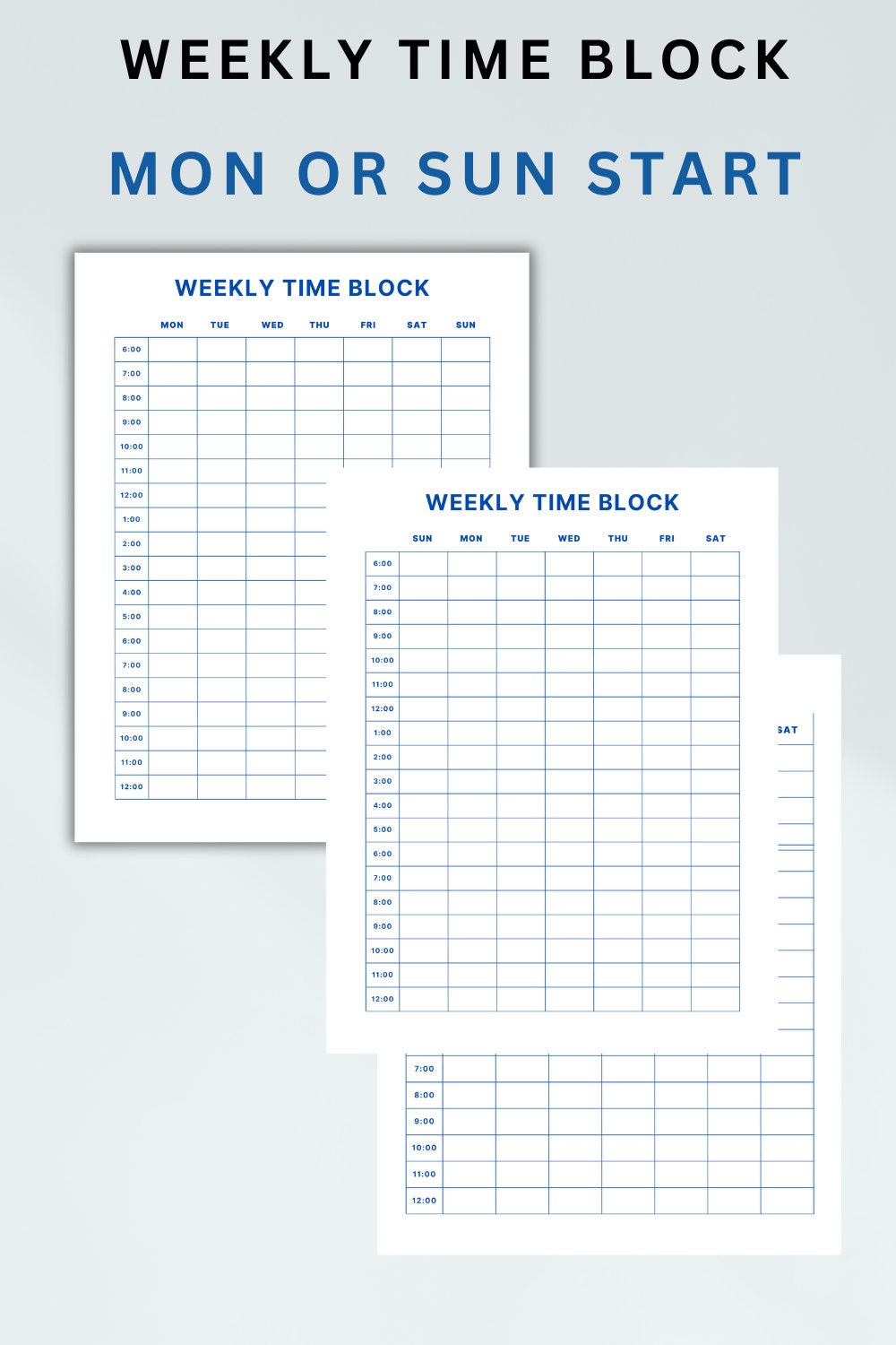 Weekly Time Block Schedule in Blue to Make the Most of Your Week - Etsy