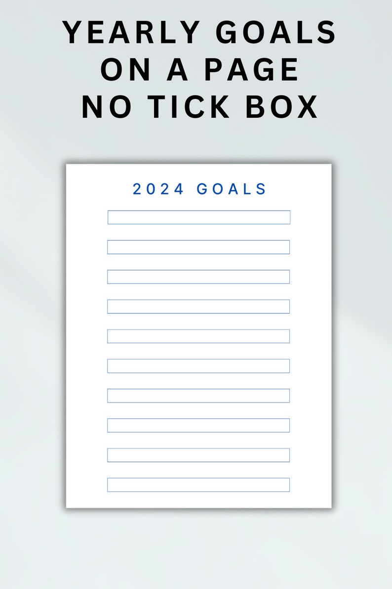 3 Styles 2024 Goals on a Page. Blue. Instant PDF Download. A4, A5 and ...