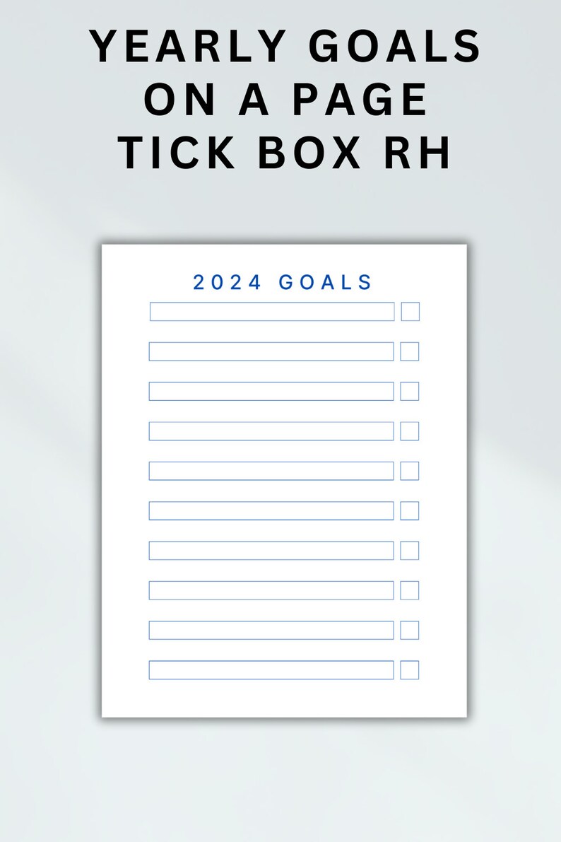 3 Styles 2024 Goals on a Page. Blue. Instant PDF Download. A4, A5 and ...