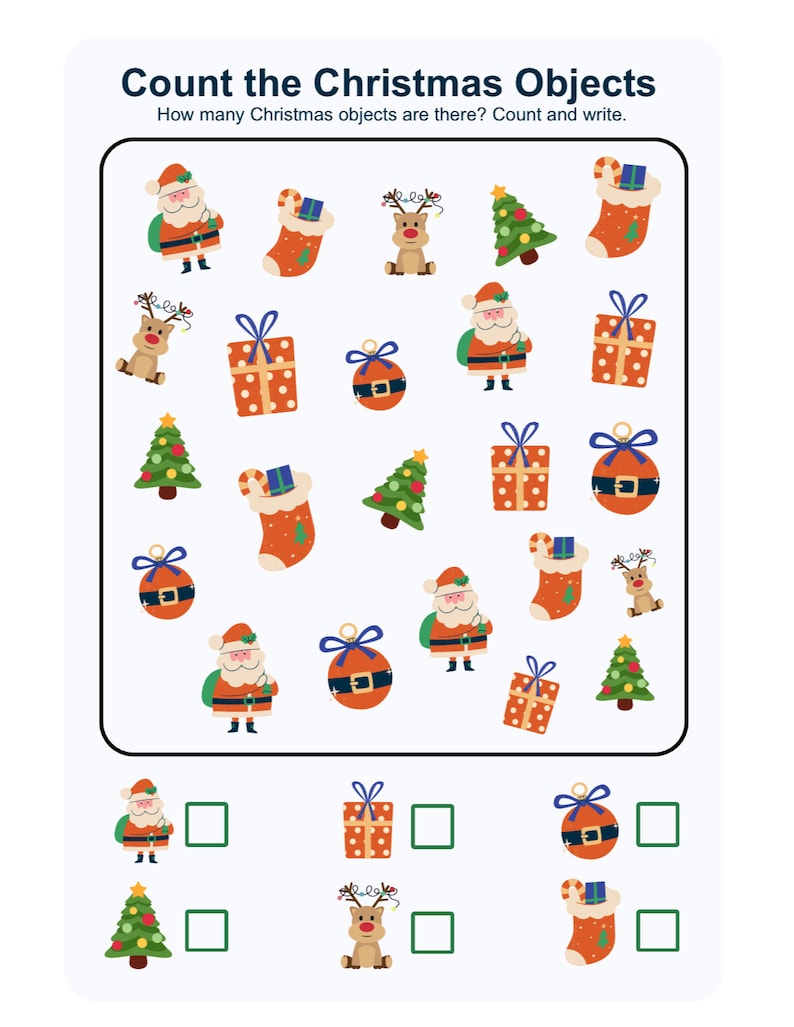 Christmas Worksheets - Etsy