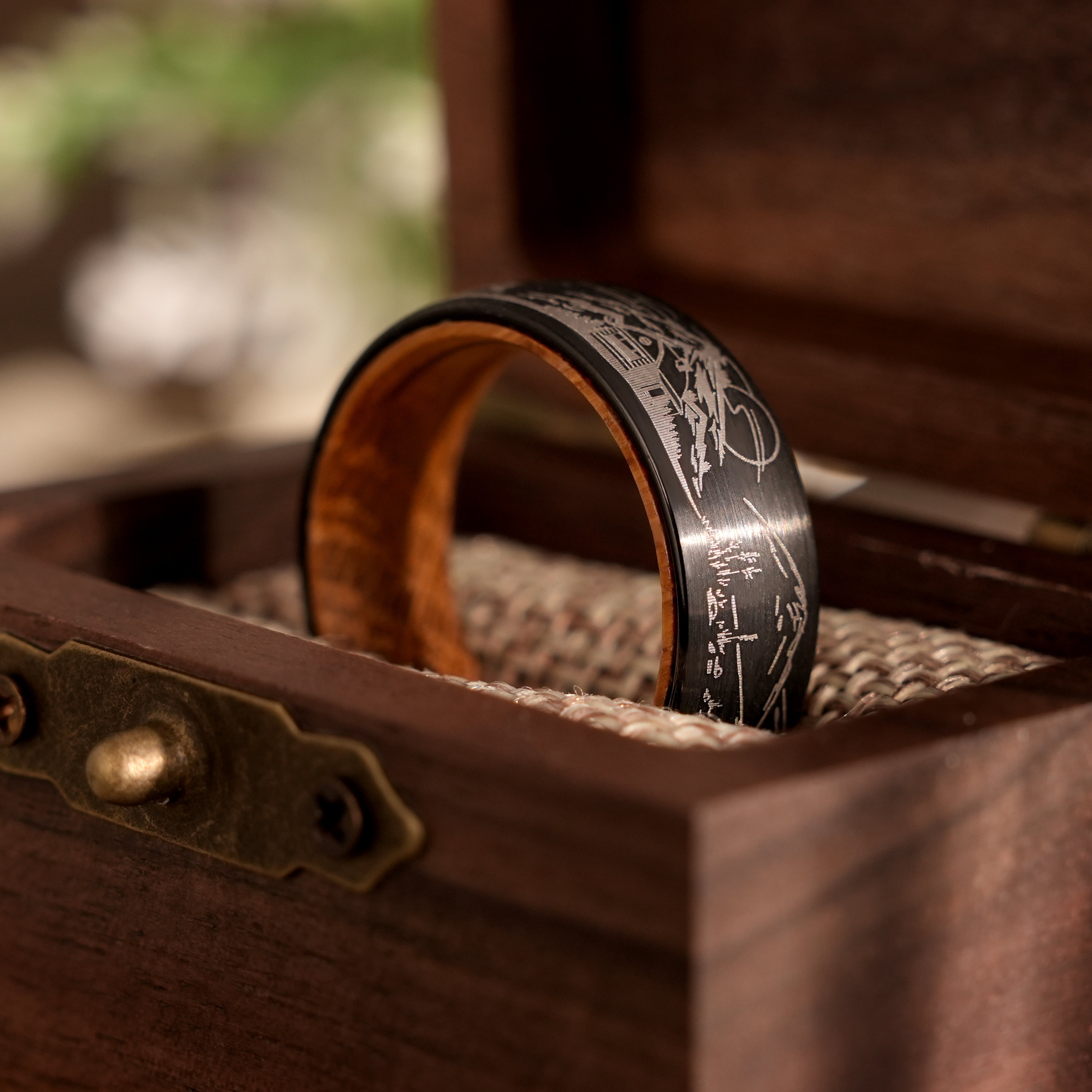 Whiskey Barrel Ring, Elk Ring - 8mm - Unique Tungsten Wedding Ring for ...