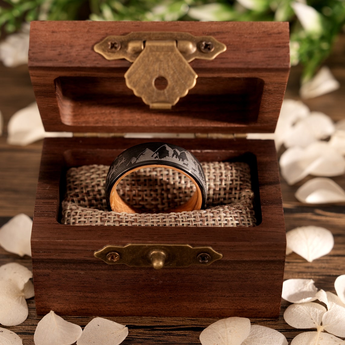 Whiskey Barrel Ring, Elk Ring - 8mm - Unique Tungsten Wedding Ring for ...