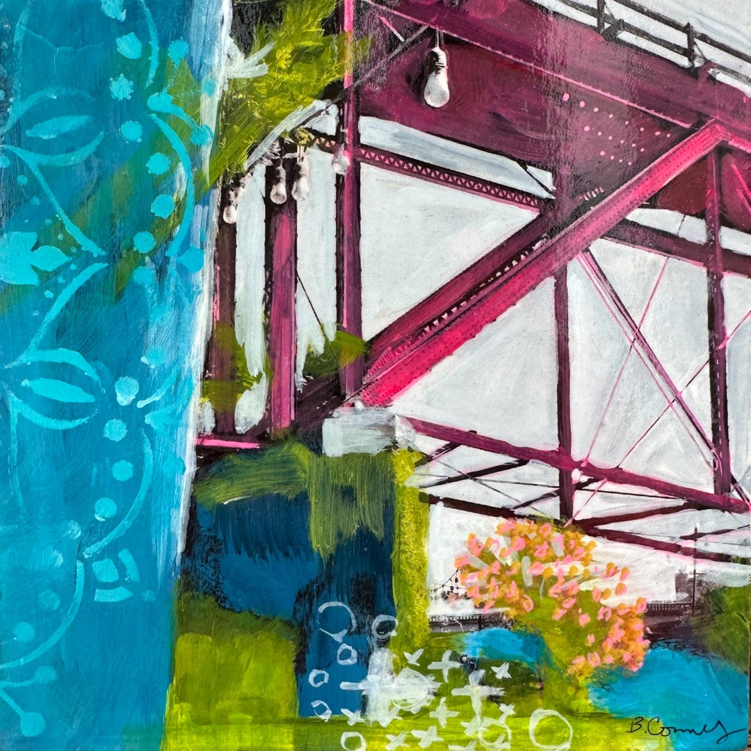 Capitola Trestle River Walk: 6”x6” Original Art, Mixed-media on a Wood ...