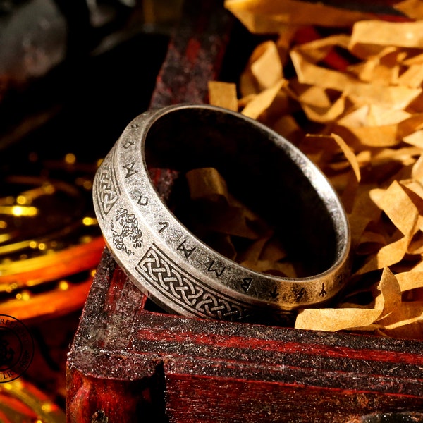 Silver Band Ring Norse - Etsy UK