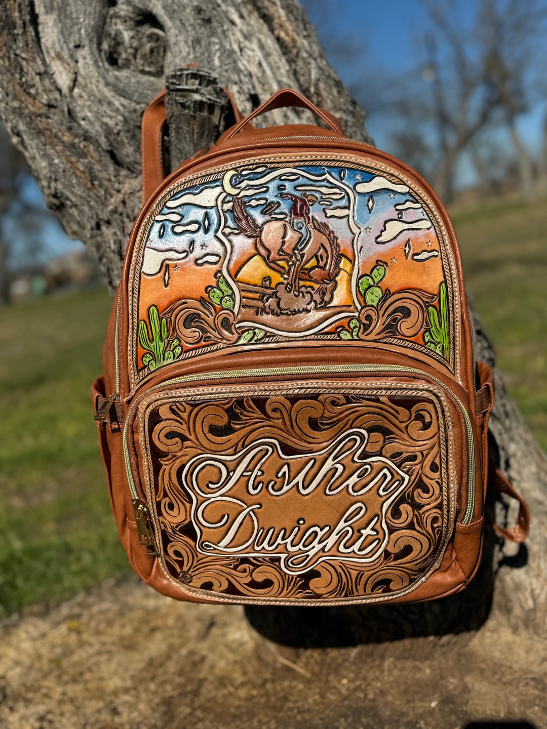 Tooled Leather Backpack or Diaper Bag - Etsy