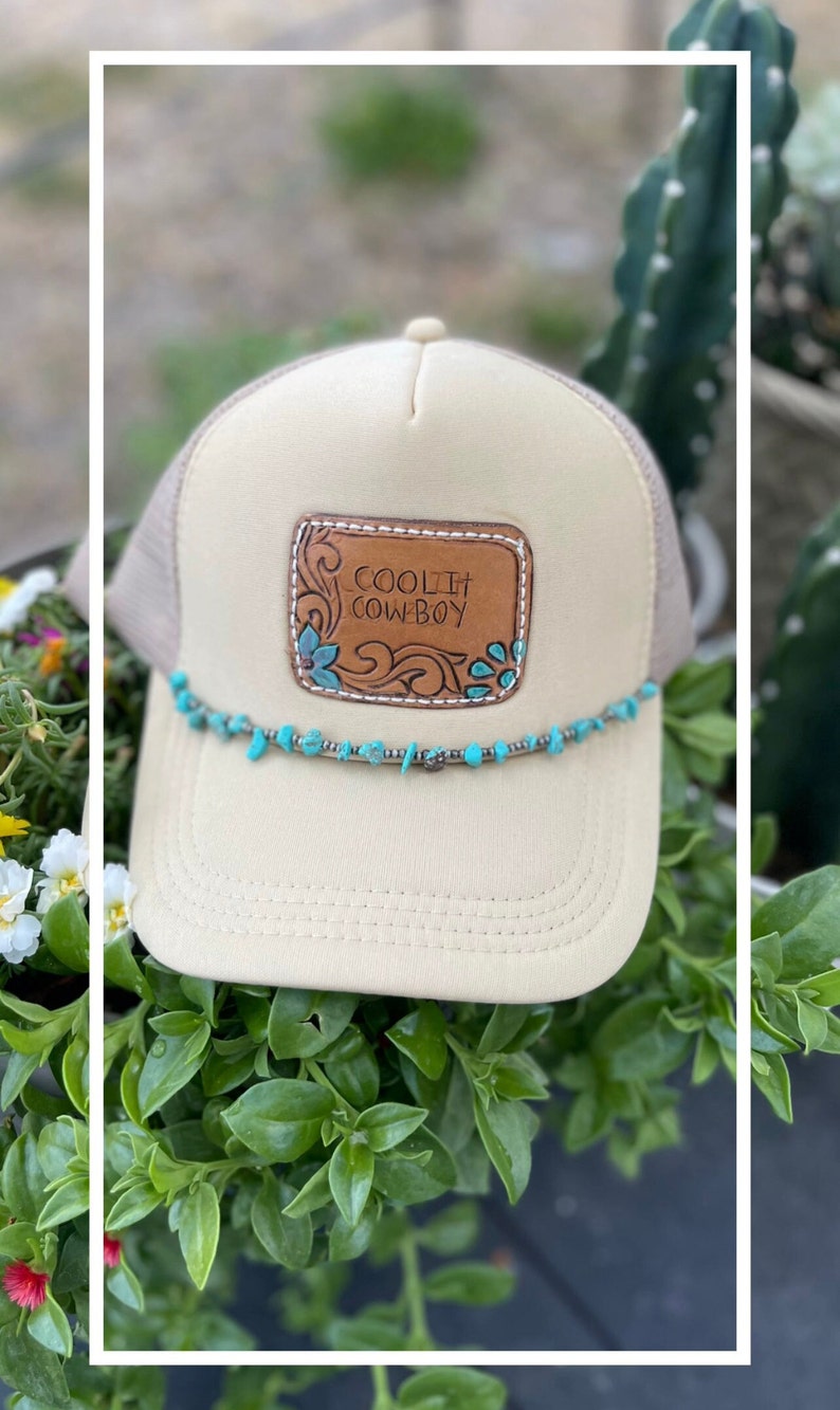 Tooled Leather Trucker Hat - Etsy