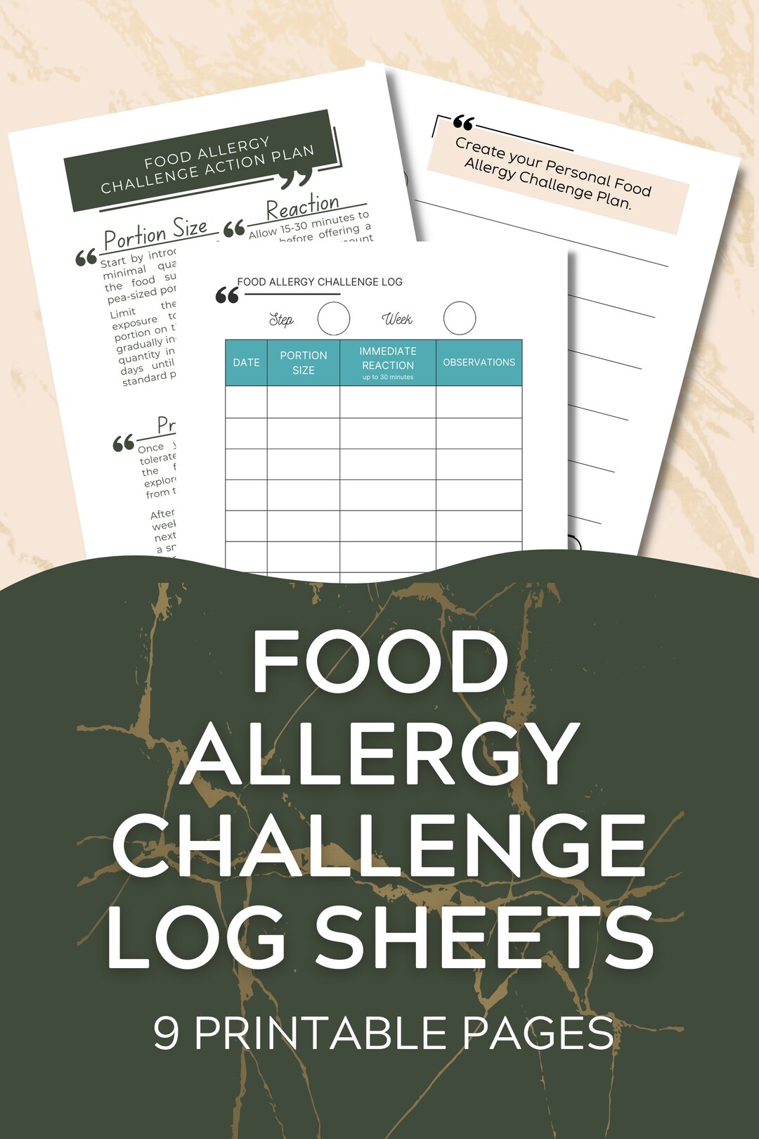 Food Allergy Challenge Log Sheet, Printable Weekly Record Sheets for ...