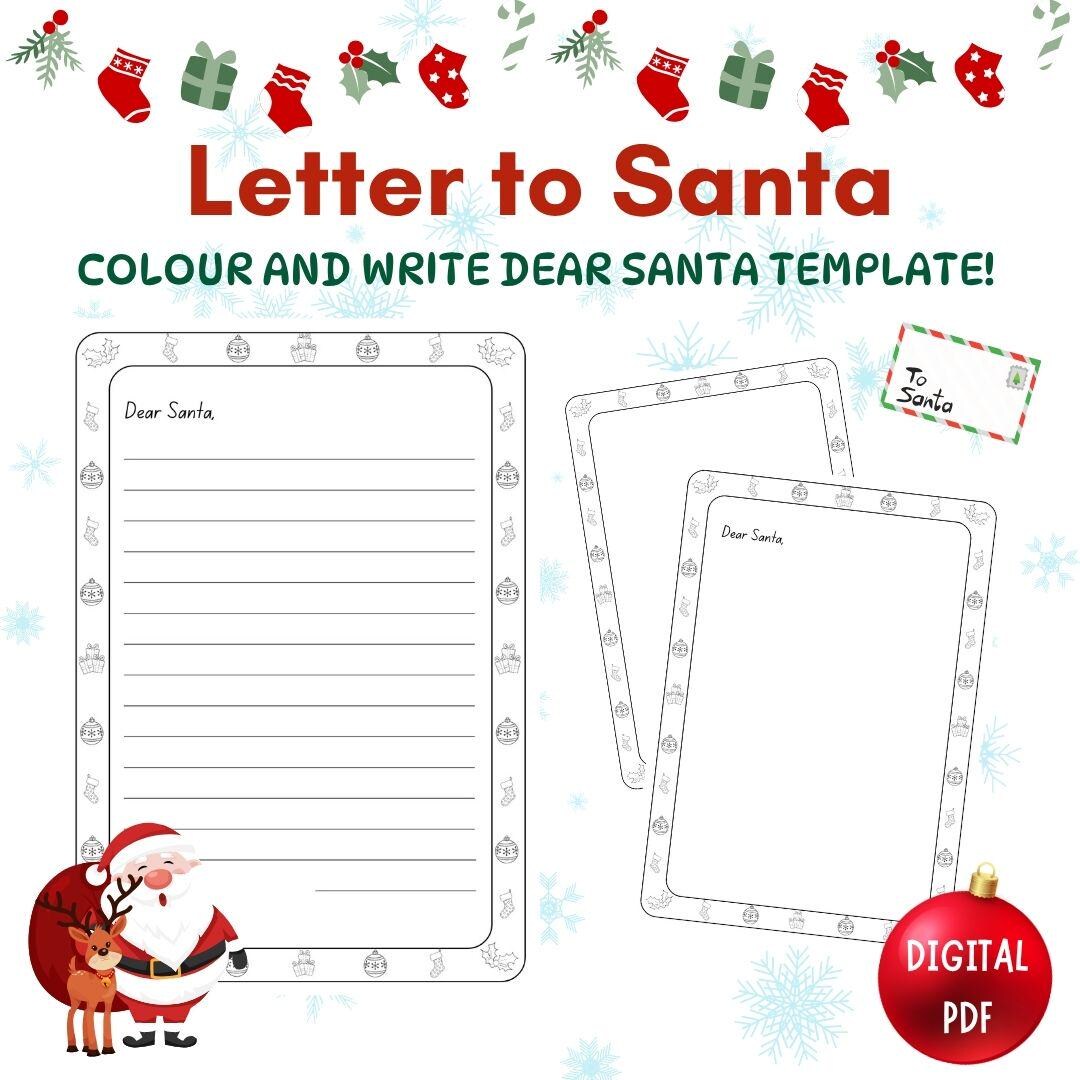 Letter to Santa Printable Template, Kids Christmas Wish List (PDF ...
