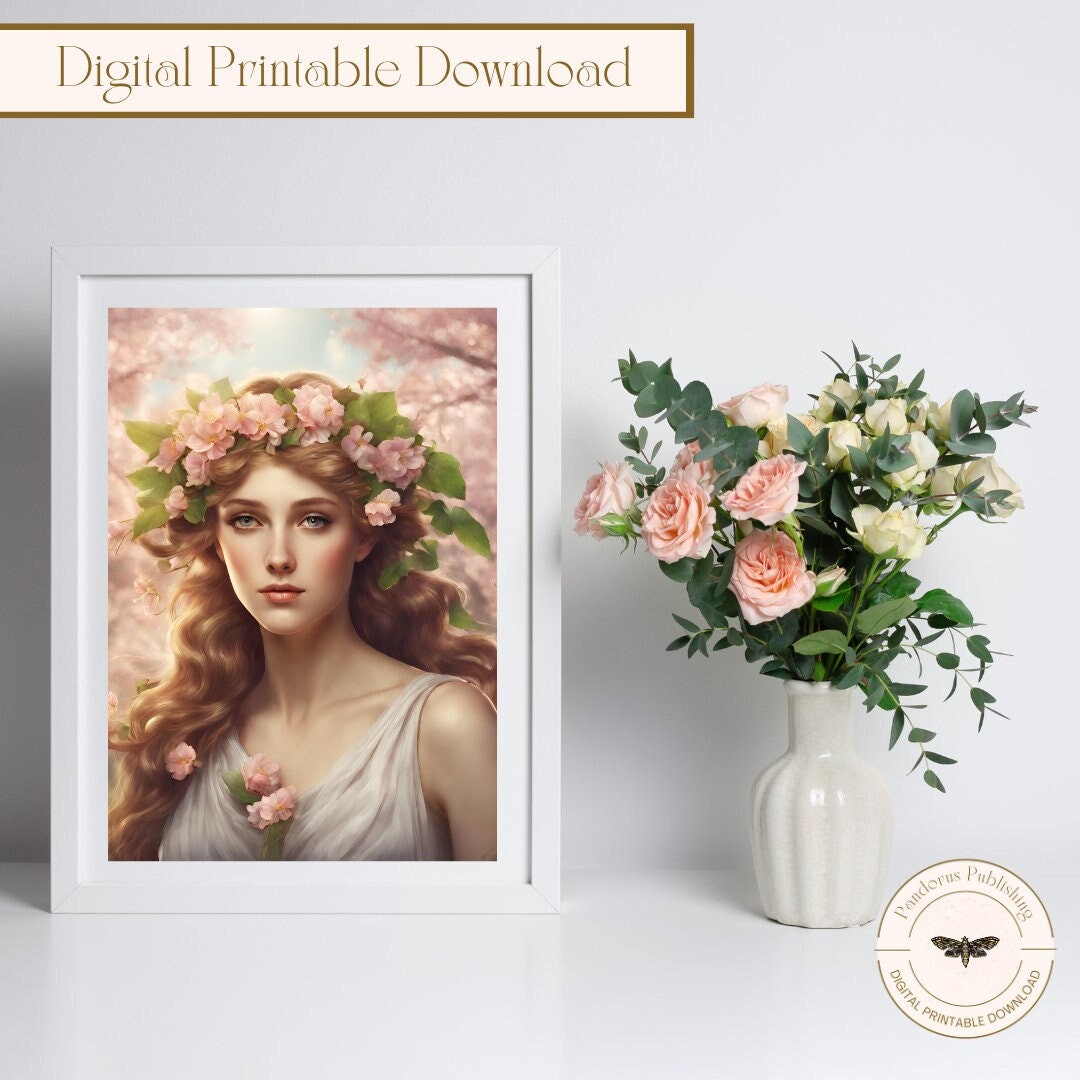 Printable Spring Maiden Oil Painting Wall Art, Spring Digital Art ...