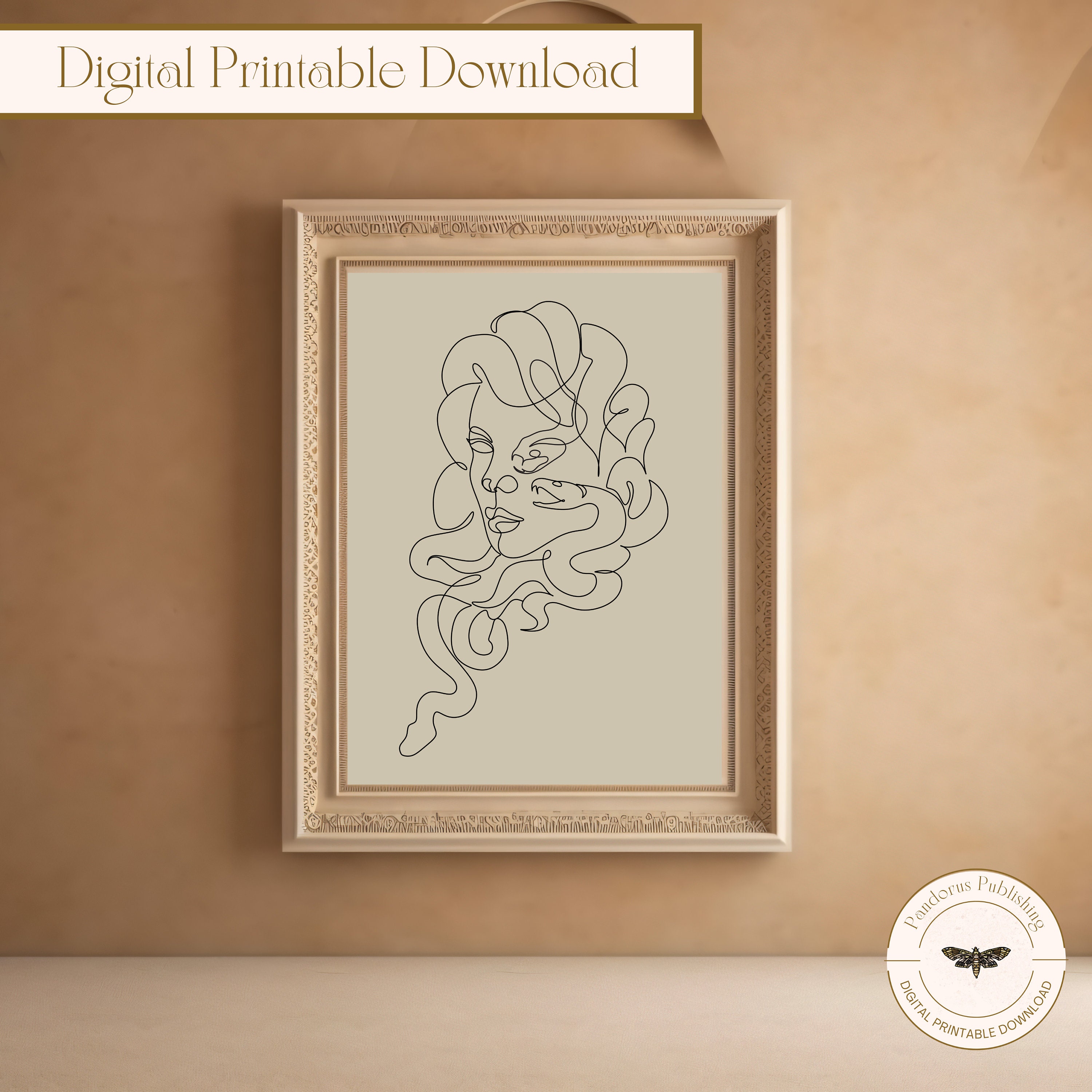 Medusa Line Drawing, Greek Mythology Art Poster (digital Download) - Etsy