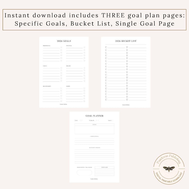 2026 Goal Planner Printable, Bucket List (digital Download) - Etsy
