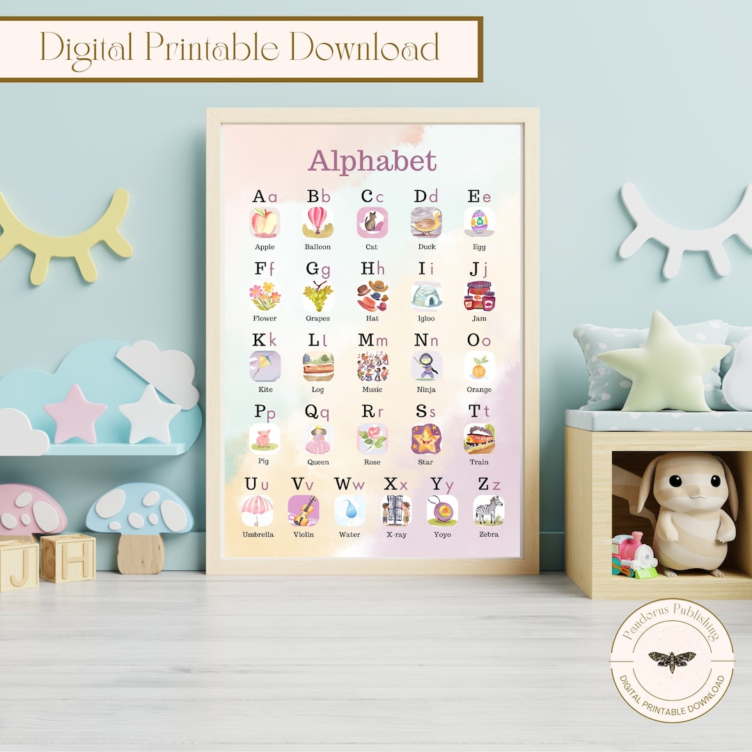Pink Alphabet Poster, Kids Nursery Classroom Decor (digital Download ...