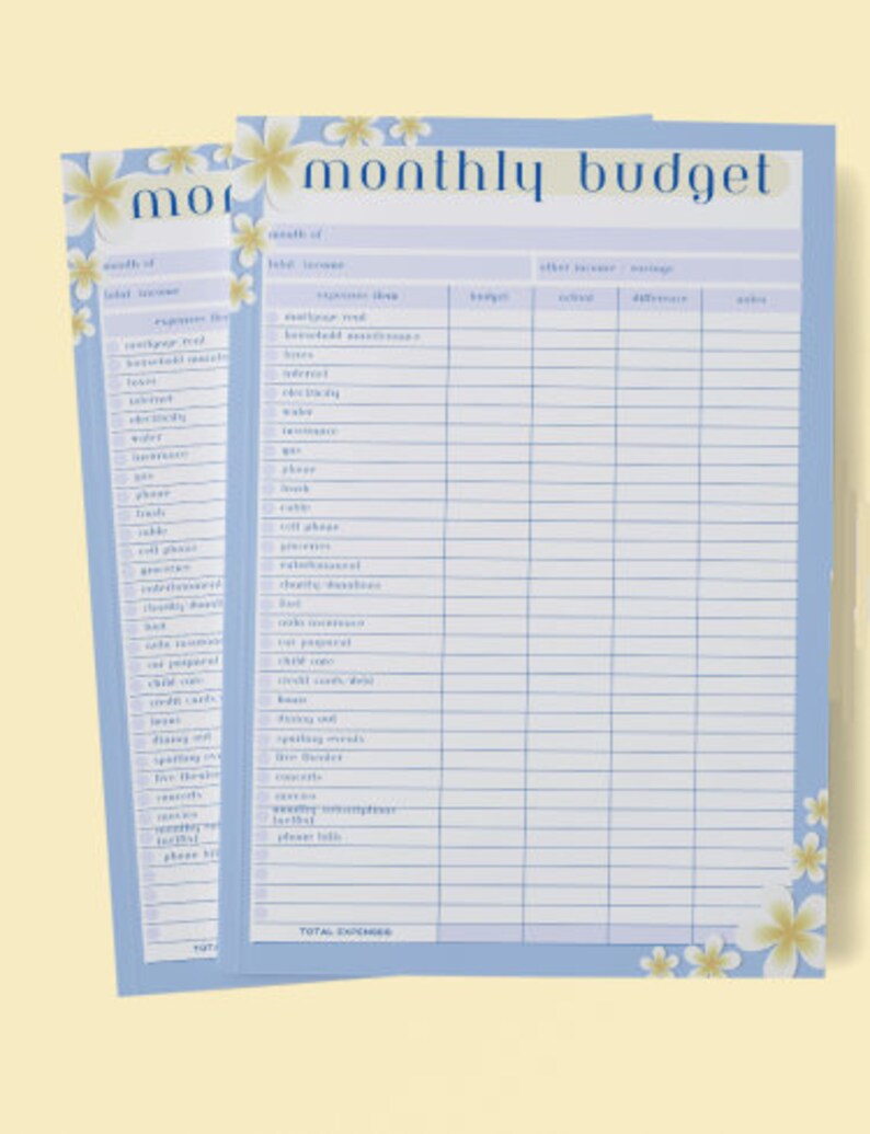 Monthly Budget Planner Instant Download Minimal Productivity - Etsy