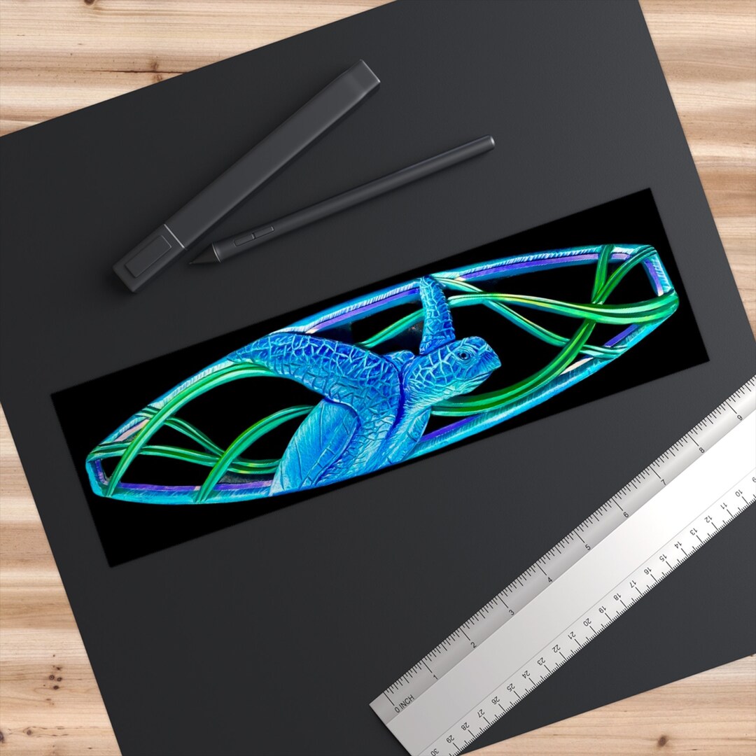 Jake Jones Gallery Artistic Carved Sea Turtle Surfboard Bumper Sticker ...