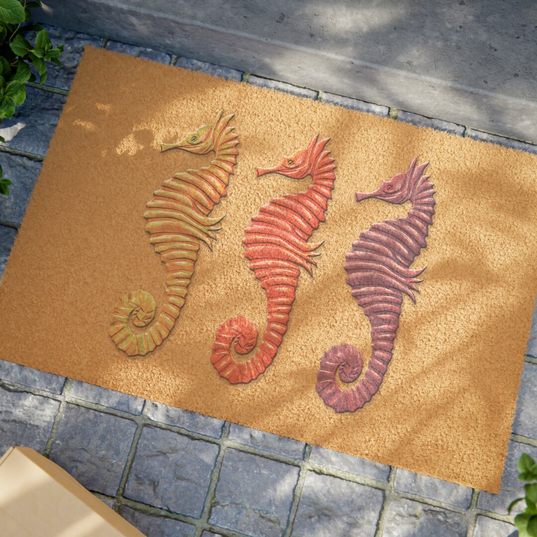 Jake Jones Gallery Colorful Seahorses Home Decor Doormat artwork Comes ...