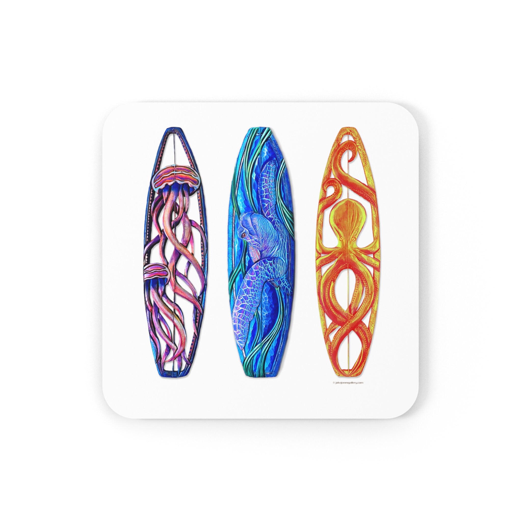 Jake Jones Gallery Artistic Surfboard Trio Corkwood Coaster Set - Etsy