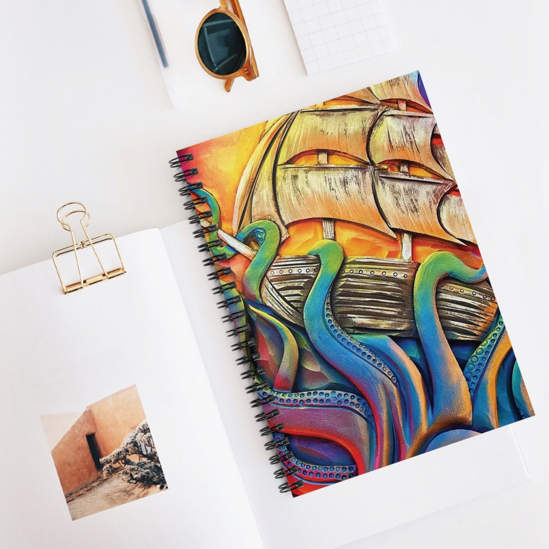 Jake Jones Gallery Colorful Octopus Shipwreck Spiral Notebook - Ruled ...