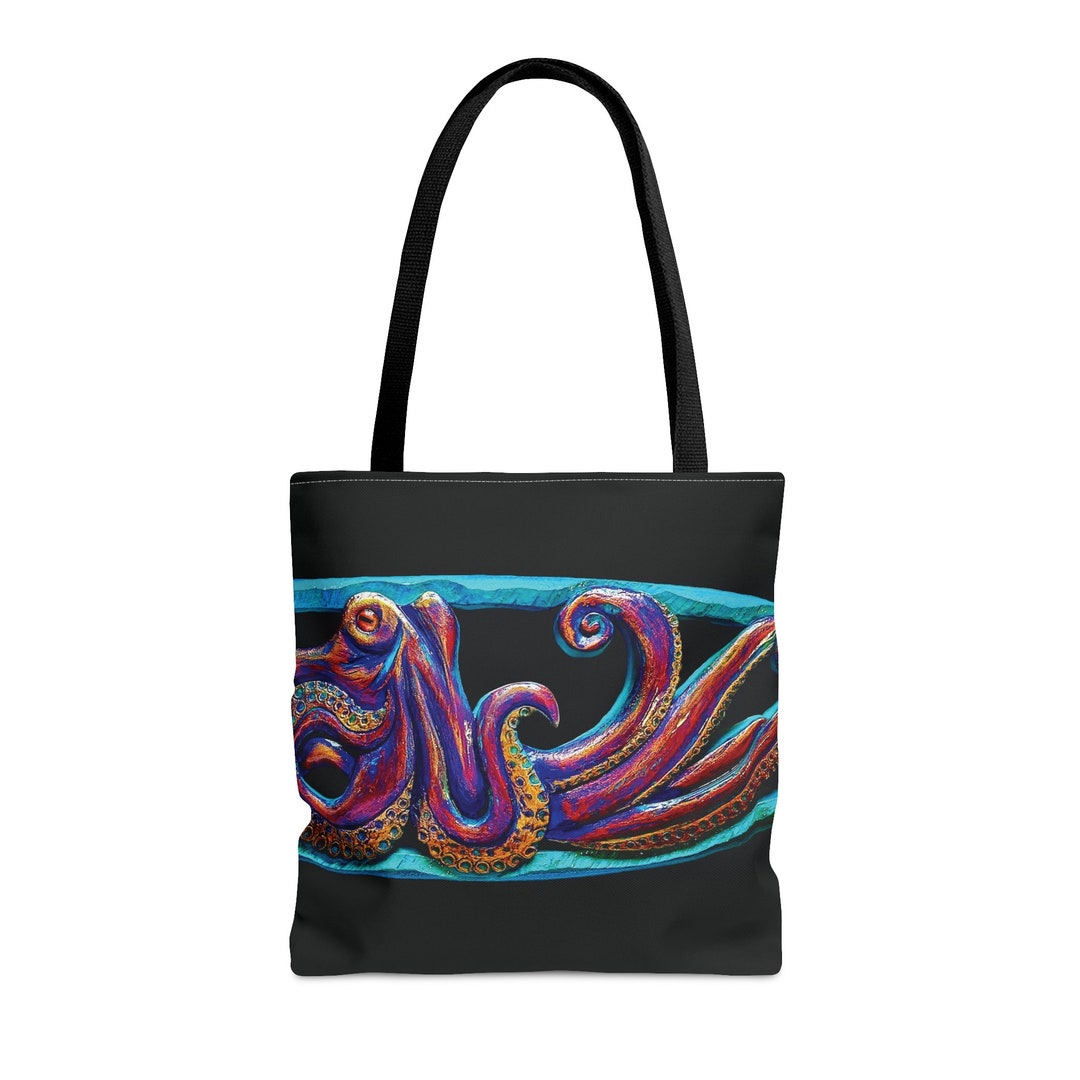 Jake Jones Gallery Carved Octopus Surfboard Beach Tote Bag artwork ...