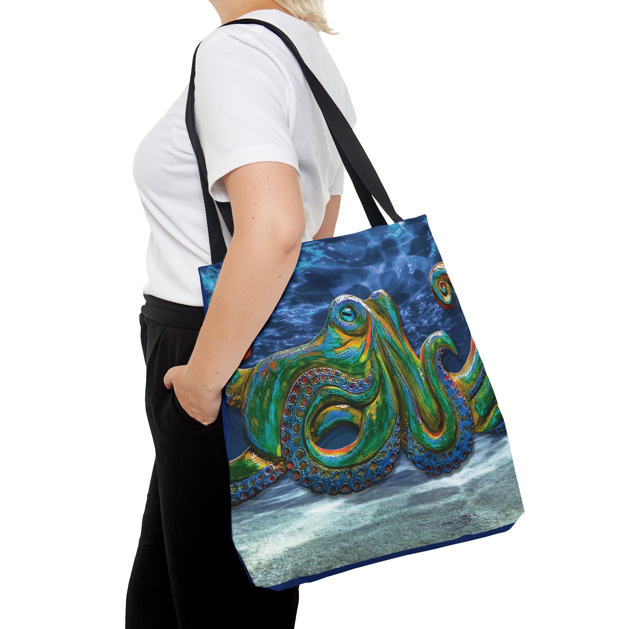 Jake Jones Gallery Swimming Octopus Beach Tote Bag (artwork Comes From ...