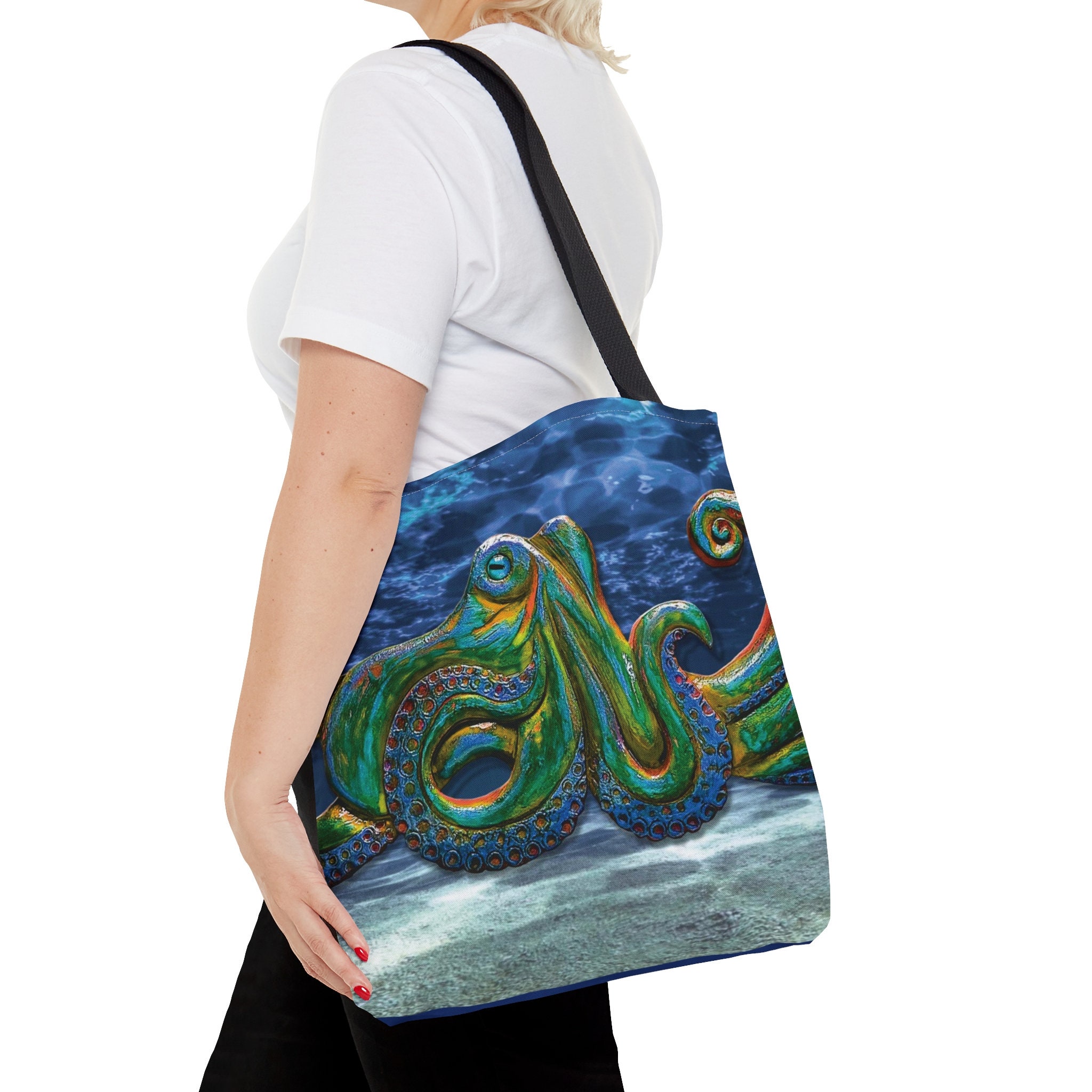 Jake Jones Gallery Swimming Octopus Beach Tote Bag (artwork Comes From ...