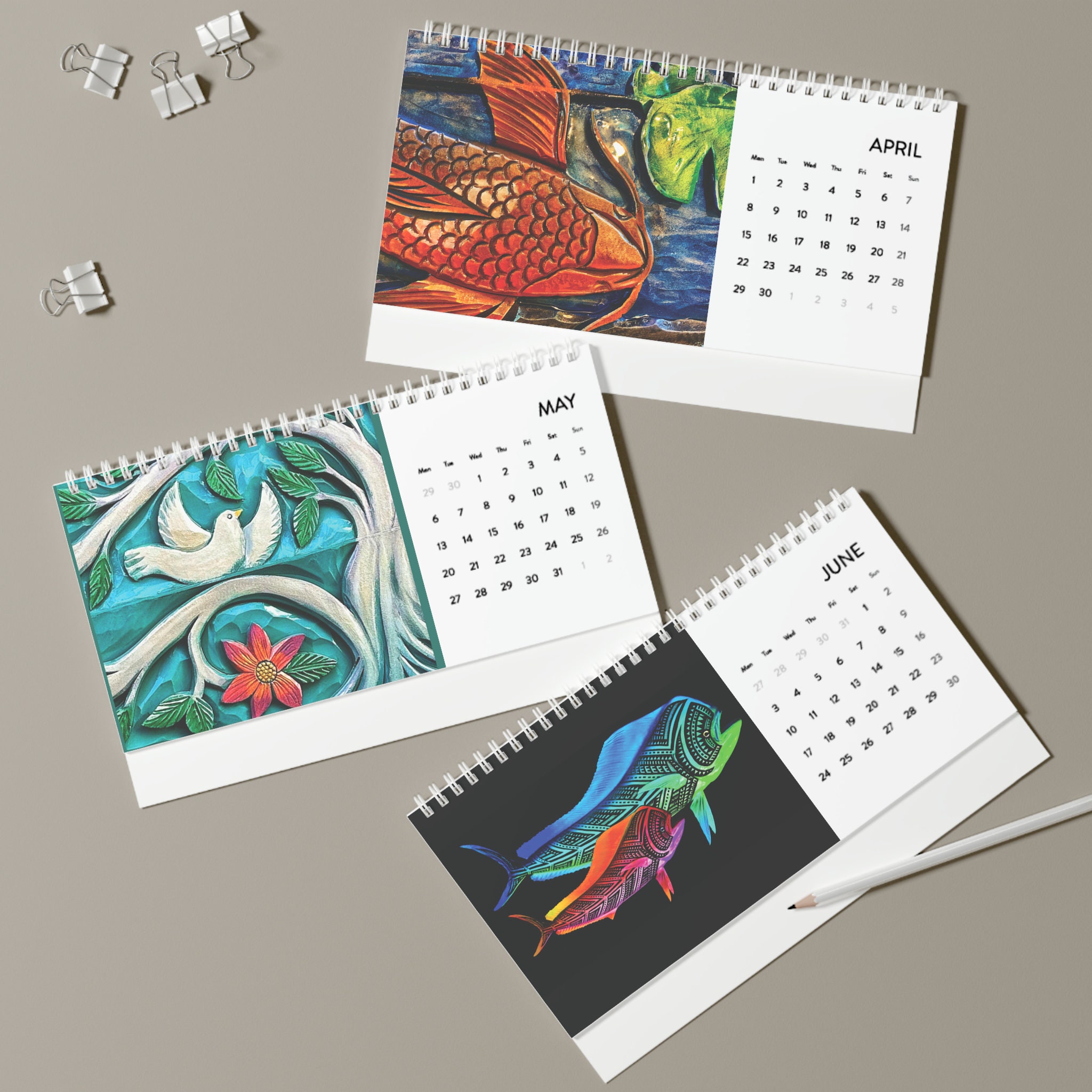 Jake Jones Gallery Artistic Decorative Desk Calendar 2024 - Etsy