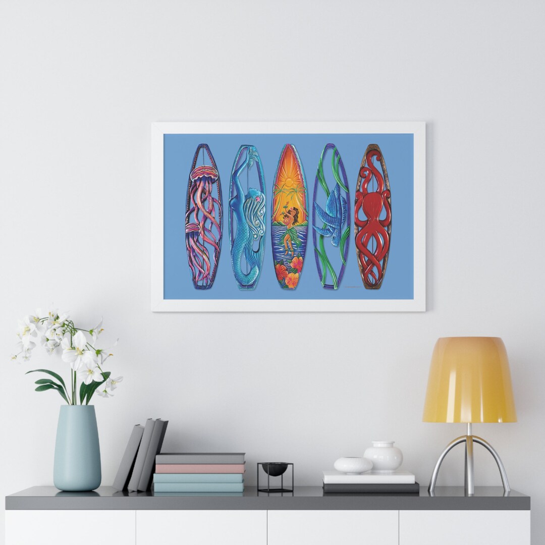 Jake Jones Gallery Artistic Carved Surfboards Framed Poster Print ...