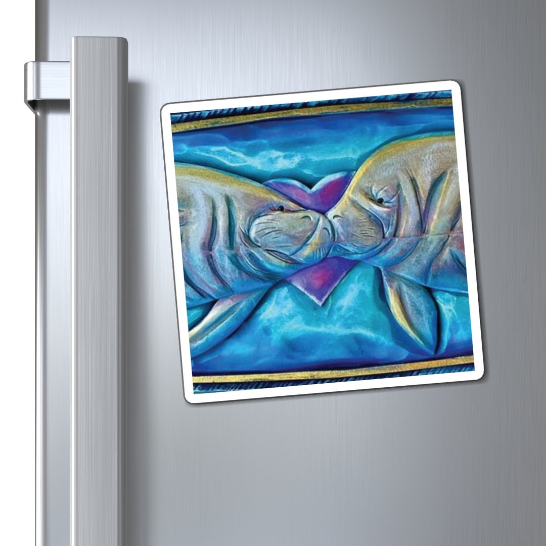 Jake Jones Gallery kissing Manatees Magnet artwork From Actual, Hand ...
