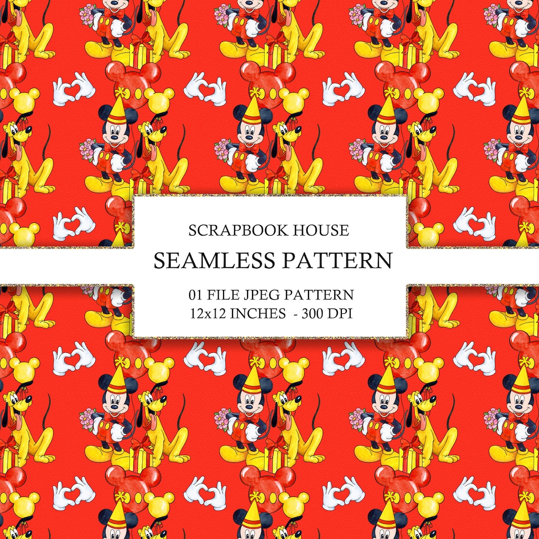 01 Mickey Mouse Seamless Pattern 300 DPI Highest Quality, Mickey Mouse ...