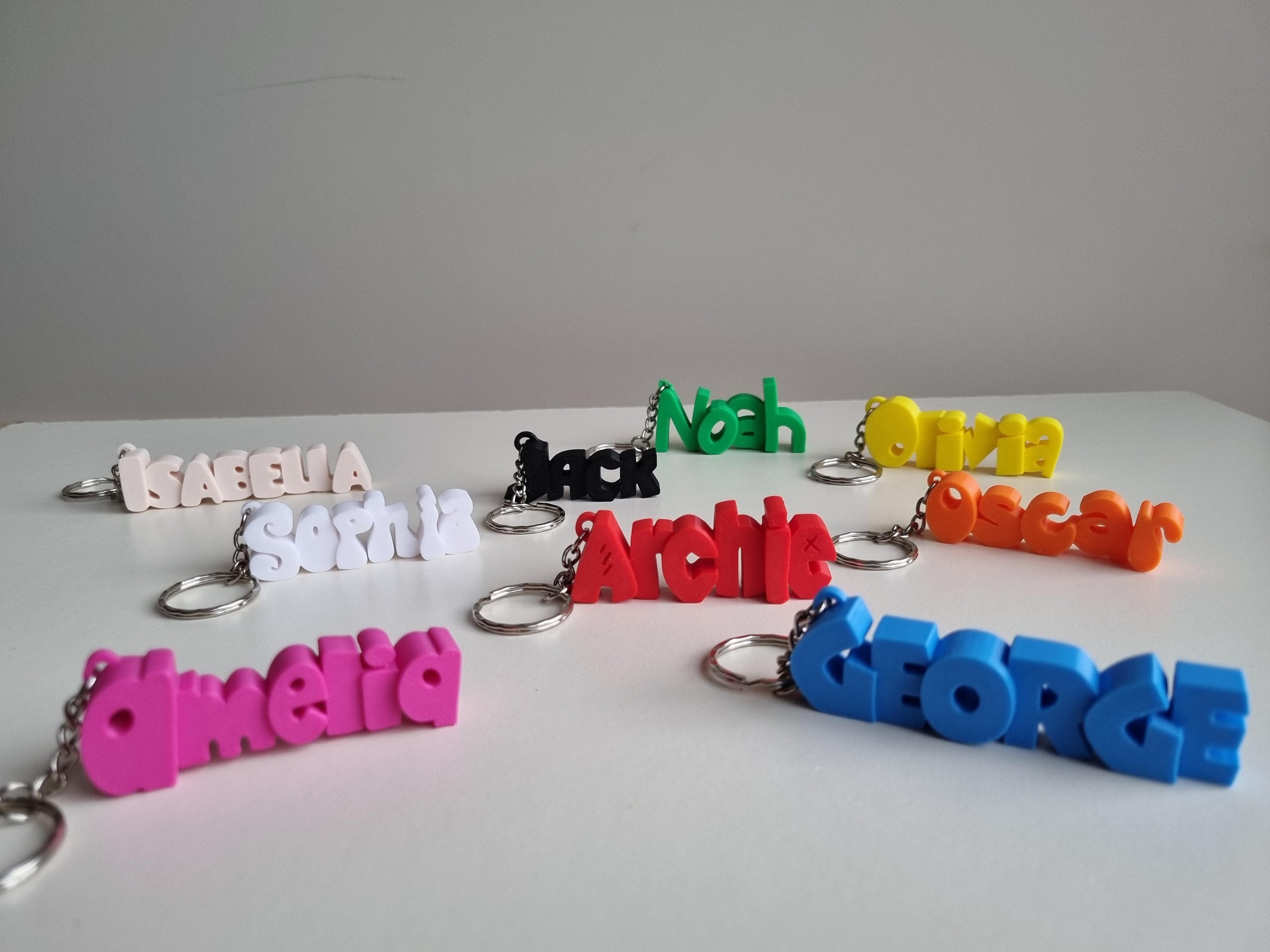 Personalised 3D Printed Name Tag Keyring Keychain Party Bag School Bag ...